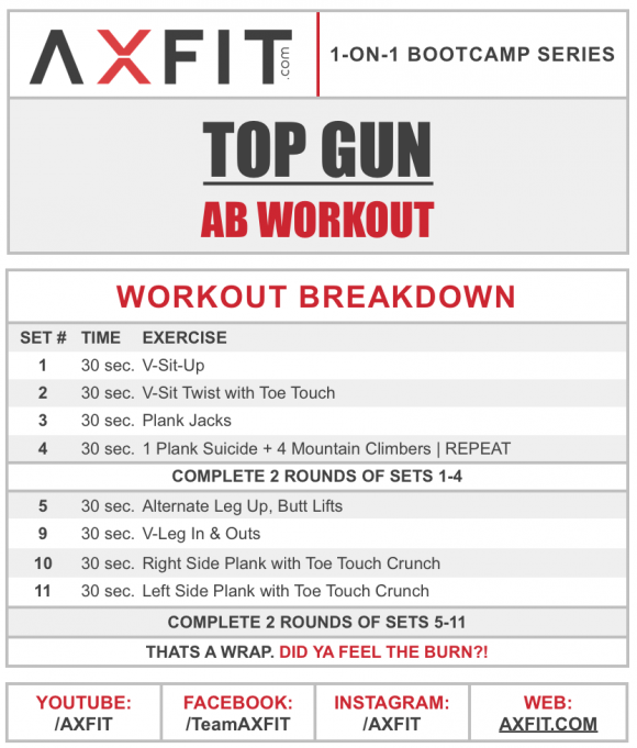"Top Gun" 8 Minute Ab Workout - Home Boot Camp Series - AXFIT.COM